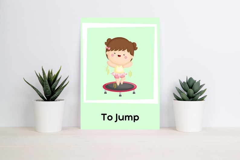 English Language Flashcards Montessori for Verbs and Everyday - Etsy