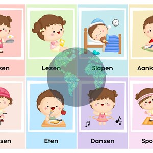 Dutch Language Flashcards Montessori for Verbs and Everyday - Etsy