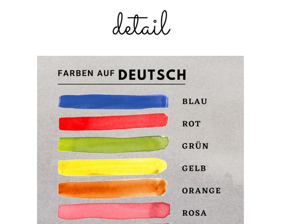 GERMAN Colors Vocabulary Poster Language Learning Home Classroom ...