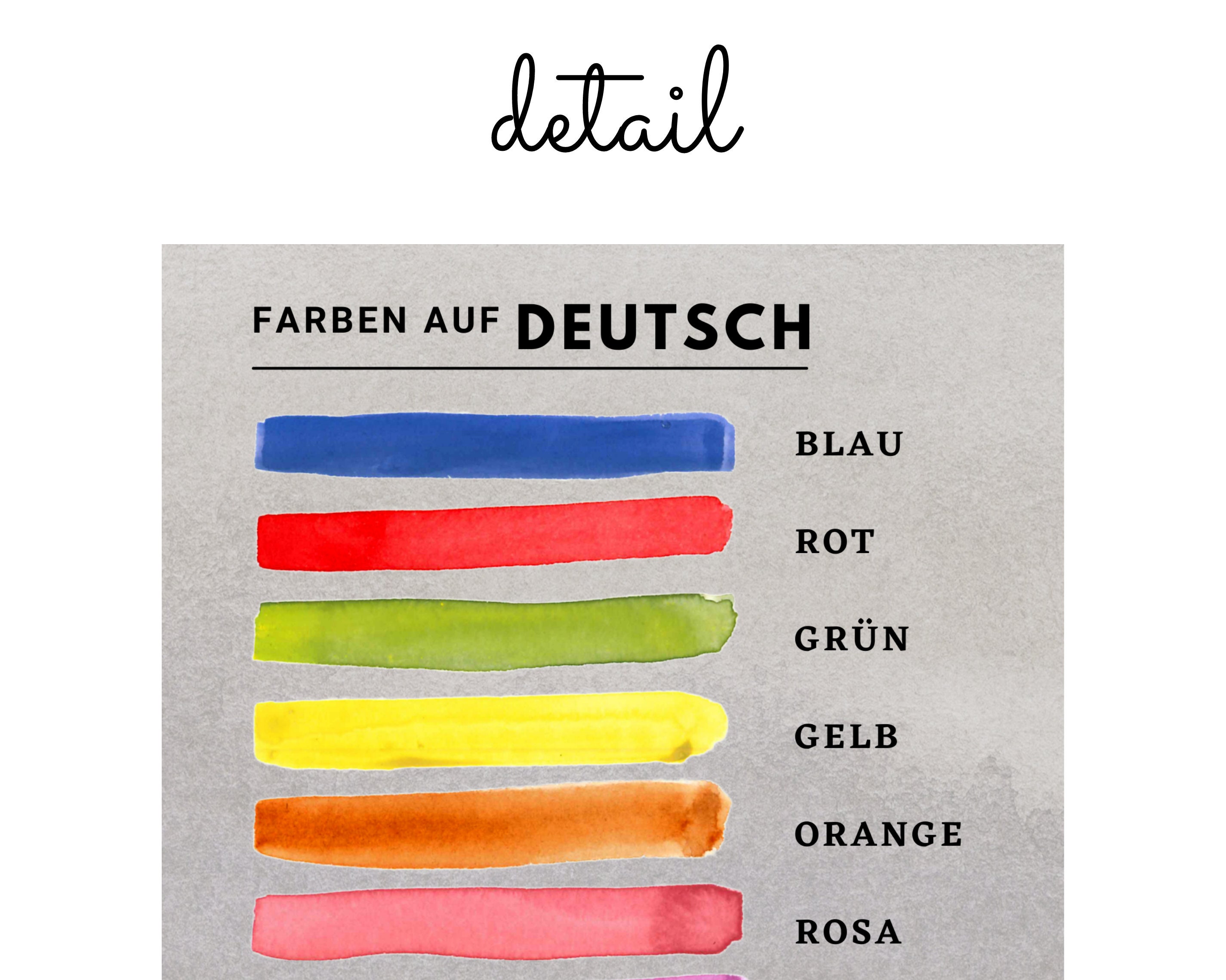 GERMAN Colors Vocabulary Poster Language Learning Home Classroom ...