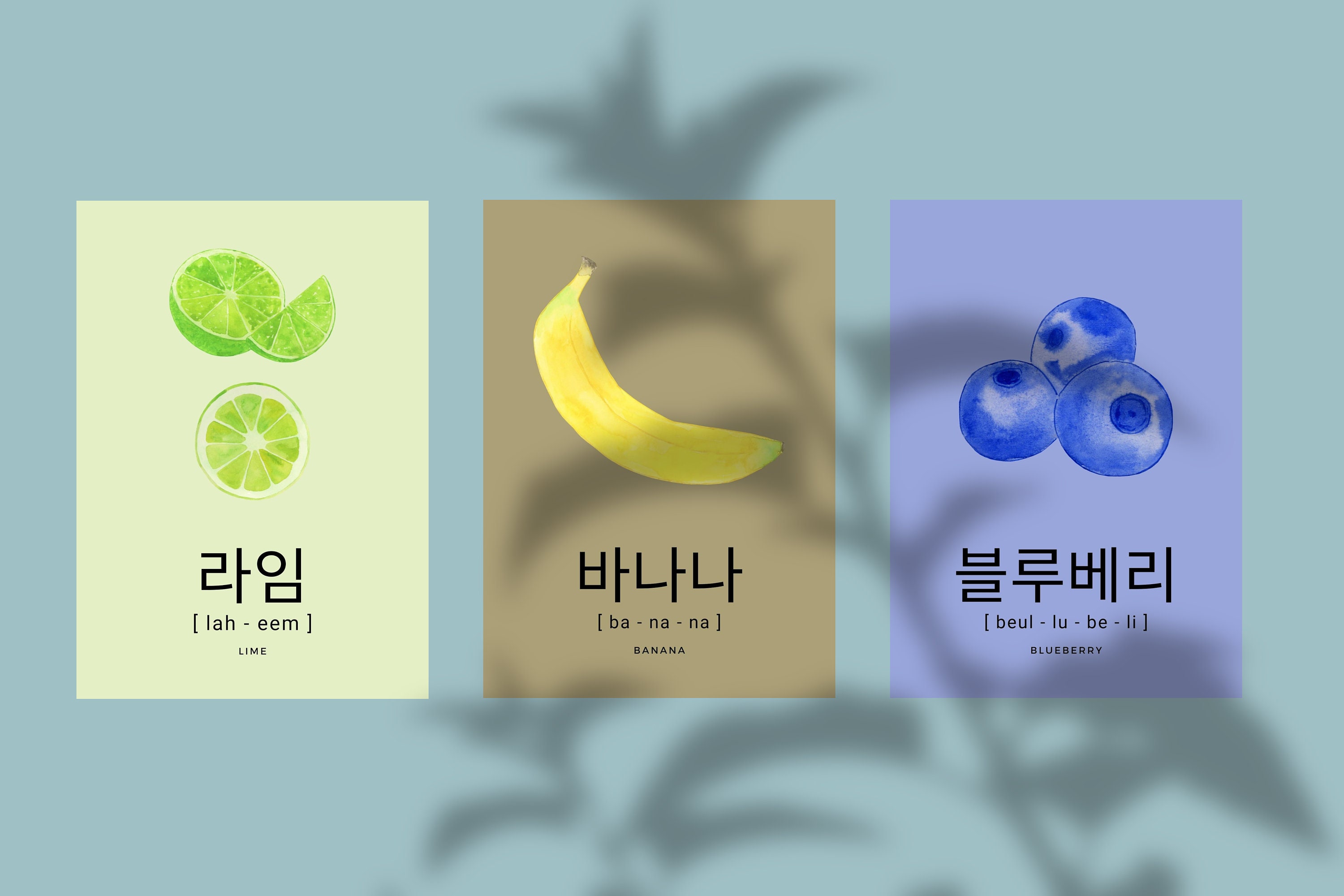 KOREAN Fruits Flashcards Montessori Printable Educational Material for ...