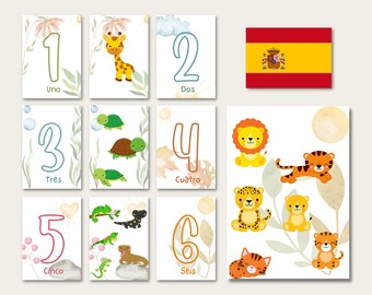 SPANISH | Number Counting Flashcards 1 - 20 | Printable Montessori ...