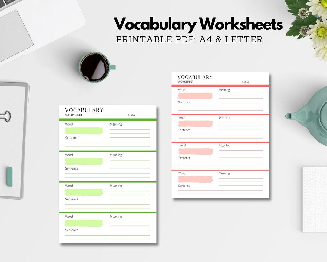 Printable Vocabulary Worksheets to Practice Your Language Skills - Etsy