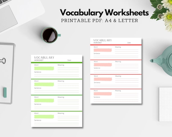 Printable Vocabulary Worksheets to Practice Your Language - Etsy