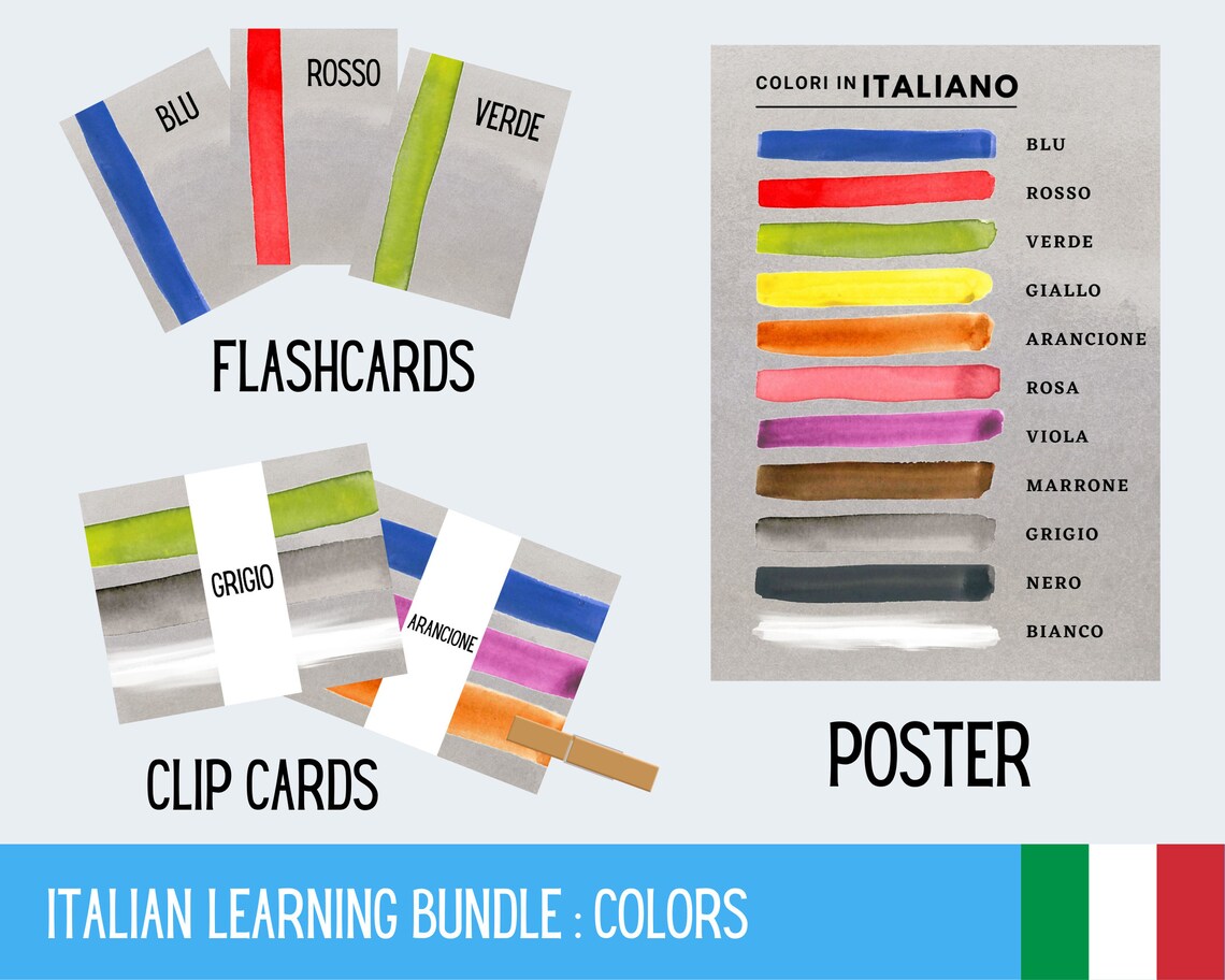 ITALIAN | Colors Learning Bundle Including Printable Montessori ...