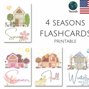 English Vocabulary Cards Seasons Flashcards Printable Educational ...