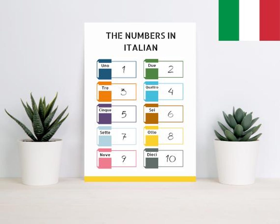Italian Language Number Labels Flashcards | Montessori Learning Kids - Etsy