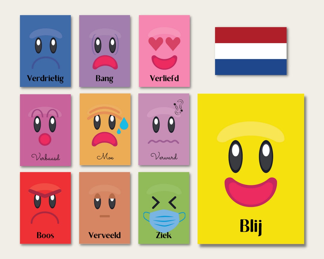 NEDERLAND | Emoties En Gevoelens Flashcards | Montessori Taal Flash ...