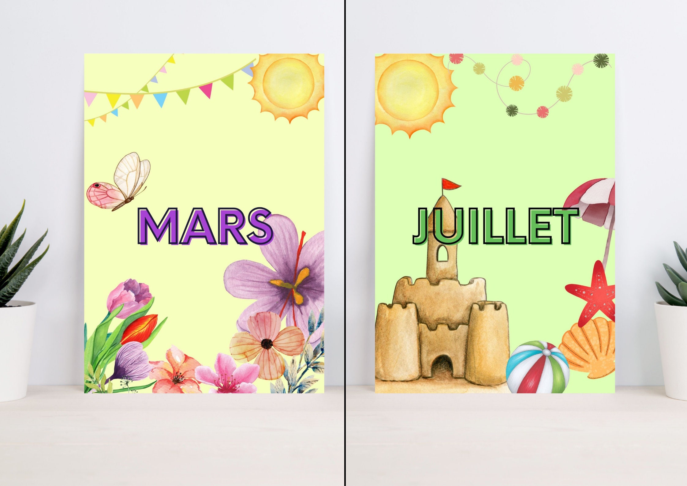 FRENCH Montessori Material Months of the Year Printable Educational ...