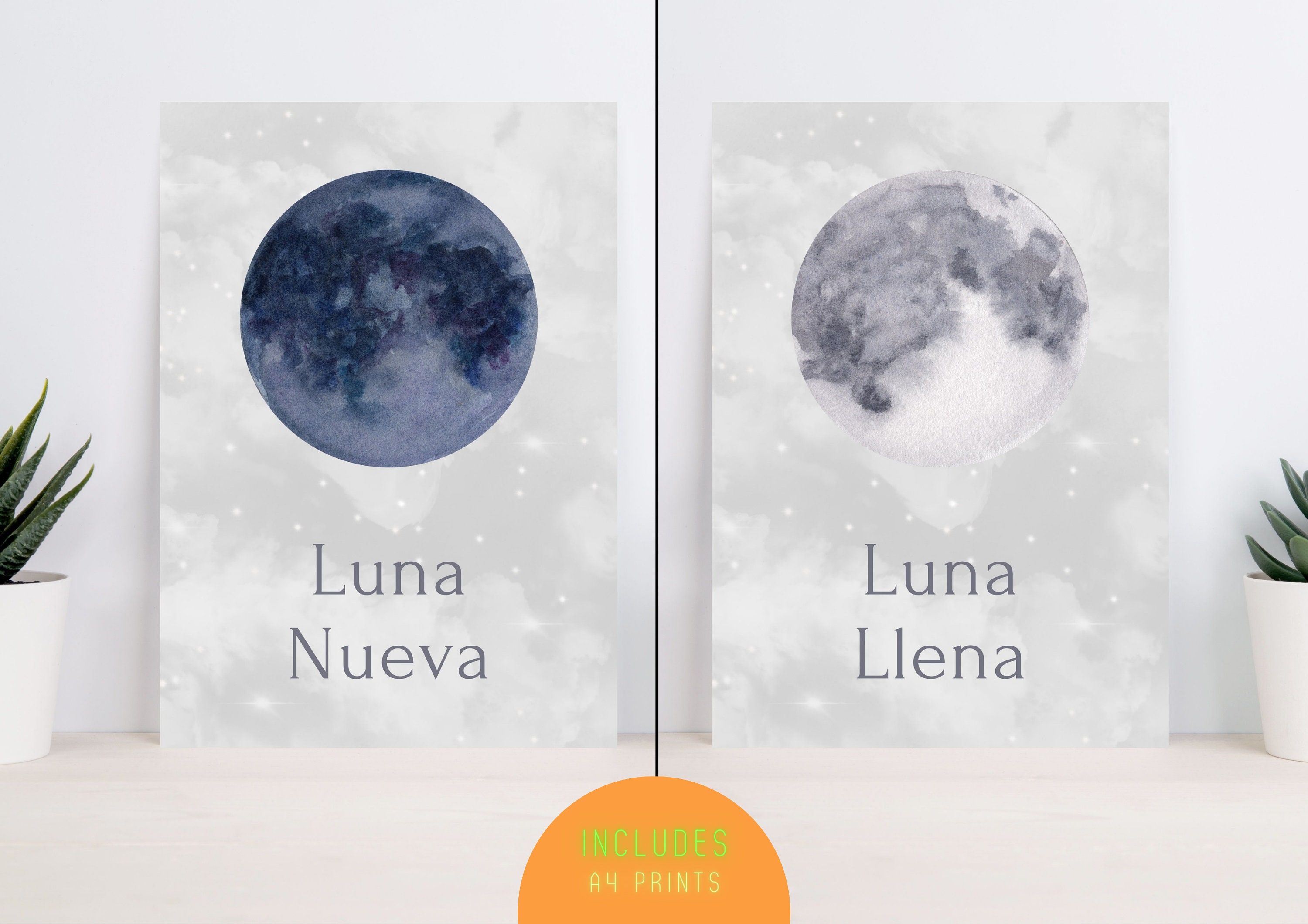 SPANISH Moon Phases Montessori Flashcards Learn Astrology - Etsy