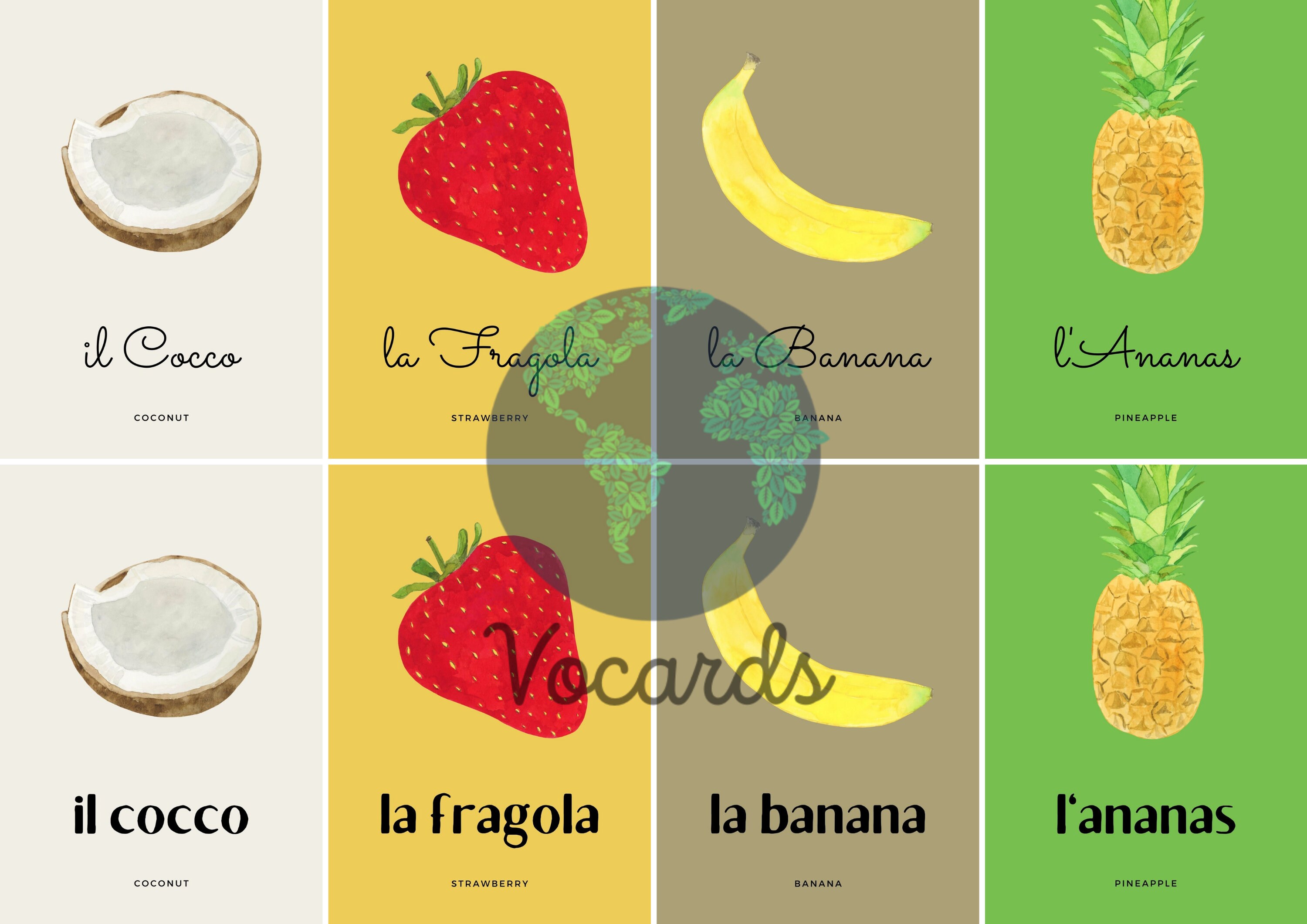 Italian Fruits Flashcards | Bilingual Learning, Montessori Poster ...