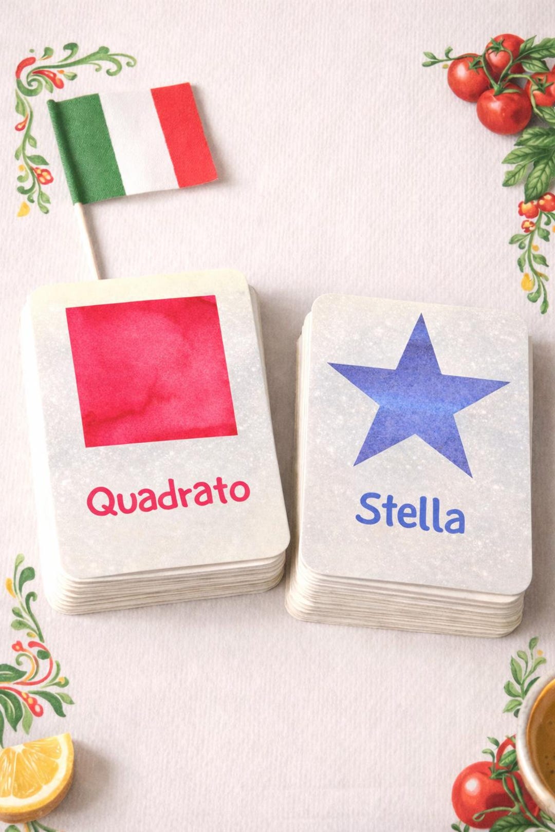 Italian Shapes Flashcards Printable PDF | Educational Geometry Cards ...