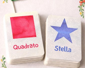 Italian Shapes Flashcards Printable PDF | Educational Geometry Cards ...