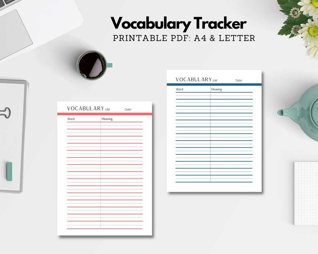 Printable Vocabulary Tacker List to Practice Your Language Skills ...
