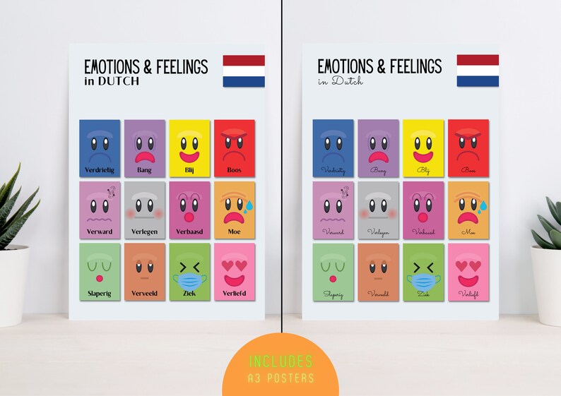 NEDERLAND | Emoties En Gevoelens Flashcards | Montessori Taal Flash ...