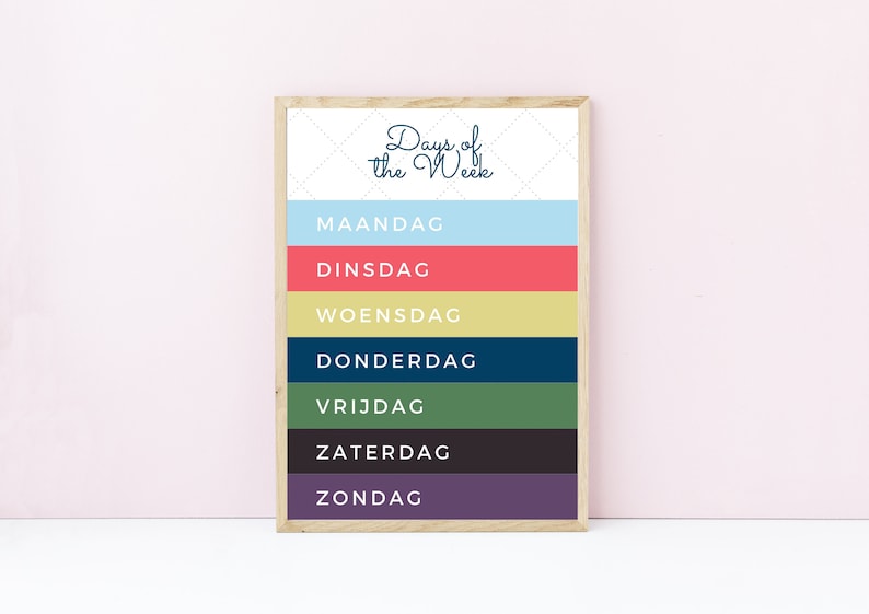 DUTCH | Days of the Week Vocabulary Poster Language Learning Home ...