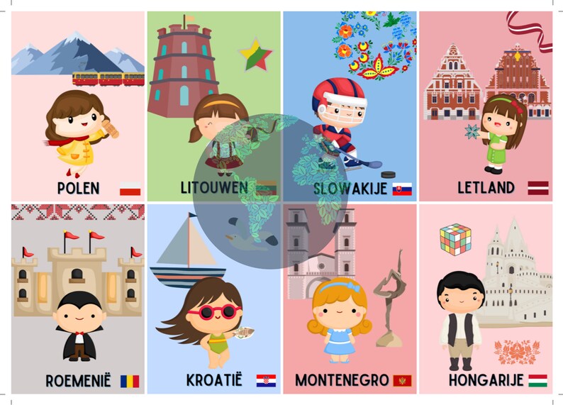 DUTCH Printable Montessori Flashcards EUROPEAN Countries - Etsy