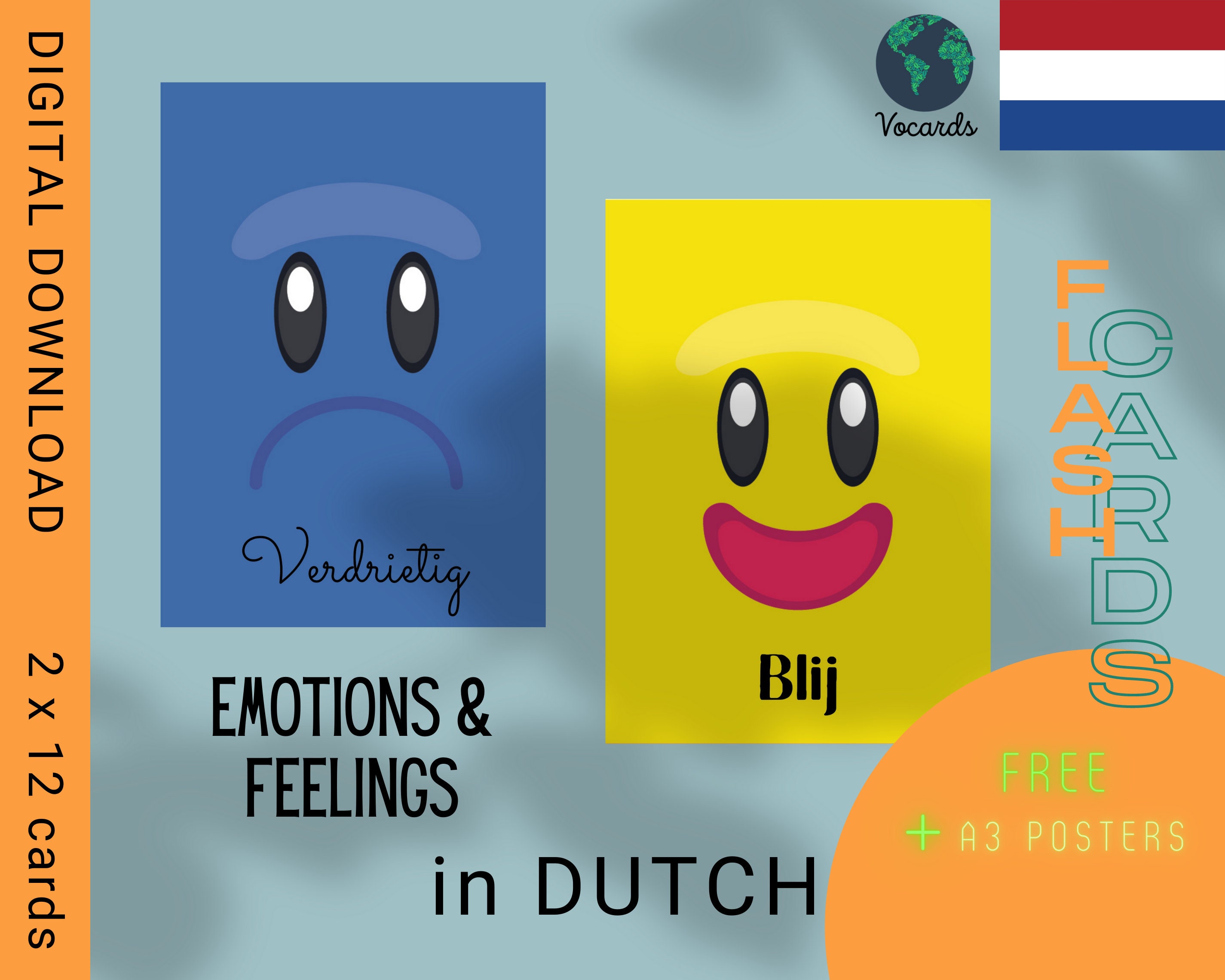 NEDERLAND | Emoties En Gevoelens Flashcards | Montessori Taal Flash ...