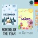 GERMAN Montessori Flashcards Months of the Year Educational Cards and ...