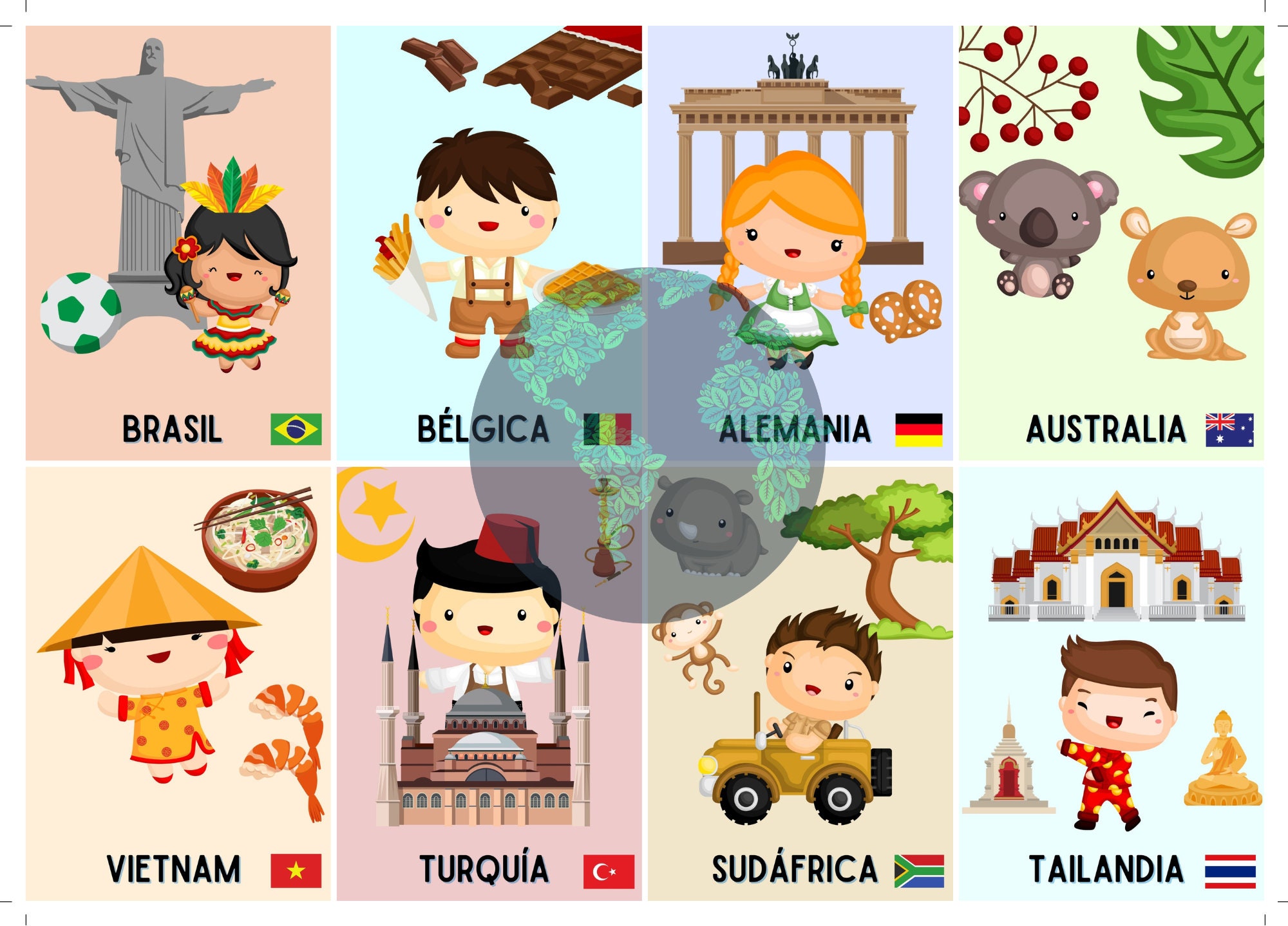 SPANISH | Printable Geography Montessori Flashcards for Language ...