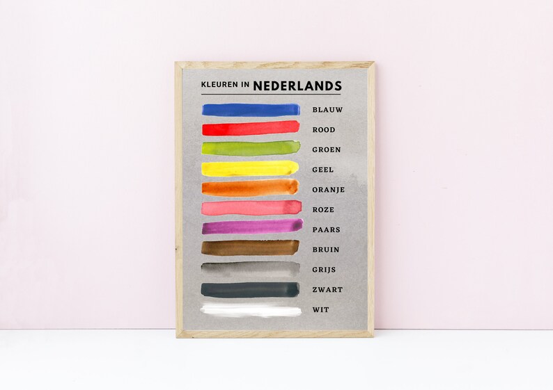 DUTCH Nederlands Colors Kleuren Poster Language Learning Home Classroom ...