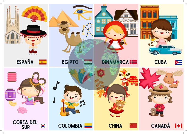 SPANISH | Printable Geography Montessori Flashcards for Language ...