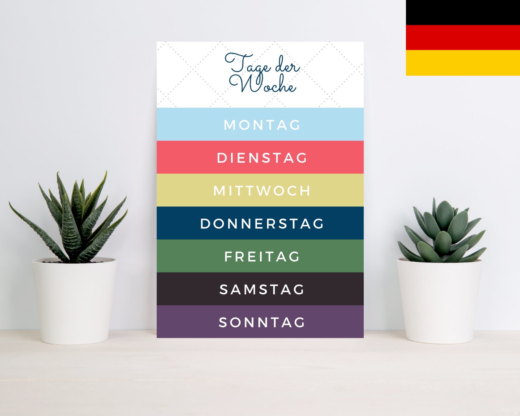 GERMAN Days of the Week Vocabulary Poster Language Learning Home ...