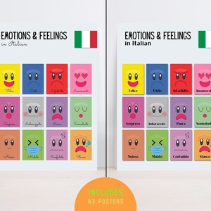 ITALIAANS Emoties En Gevoelens Flashcards Montessori Taal Flash-kaarten ...