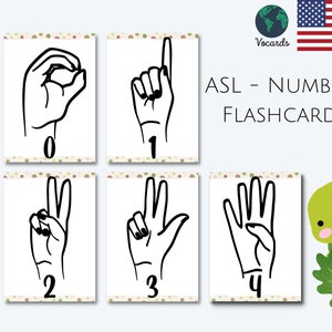 AMERICAN SIGN LANGUAGE Numbers Flash Cards Educational Language ...
