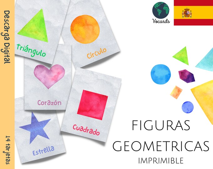 Shapes Flashcards in SPANISH, 2D Shapes, Preschool, Kindergarten Cards ...