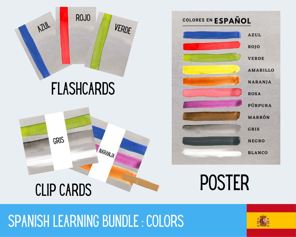 SPANISH Colors Learning Bundle Including Printable Montessori ...