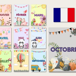 FRENCH Montessori Material Months of the Year Printable Educational ...