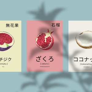 JAPANESE Fruits Flashcards Montessori Hiragana Kanji Characters Flash ...