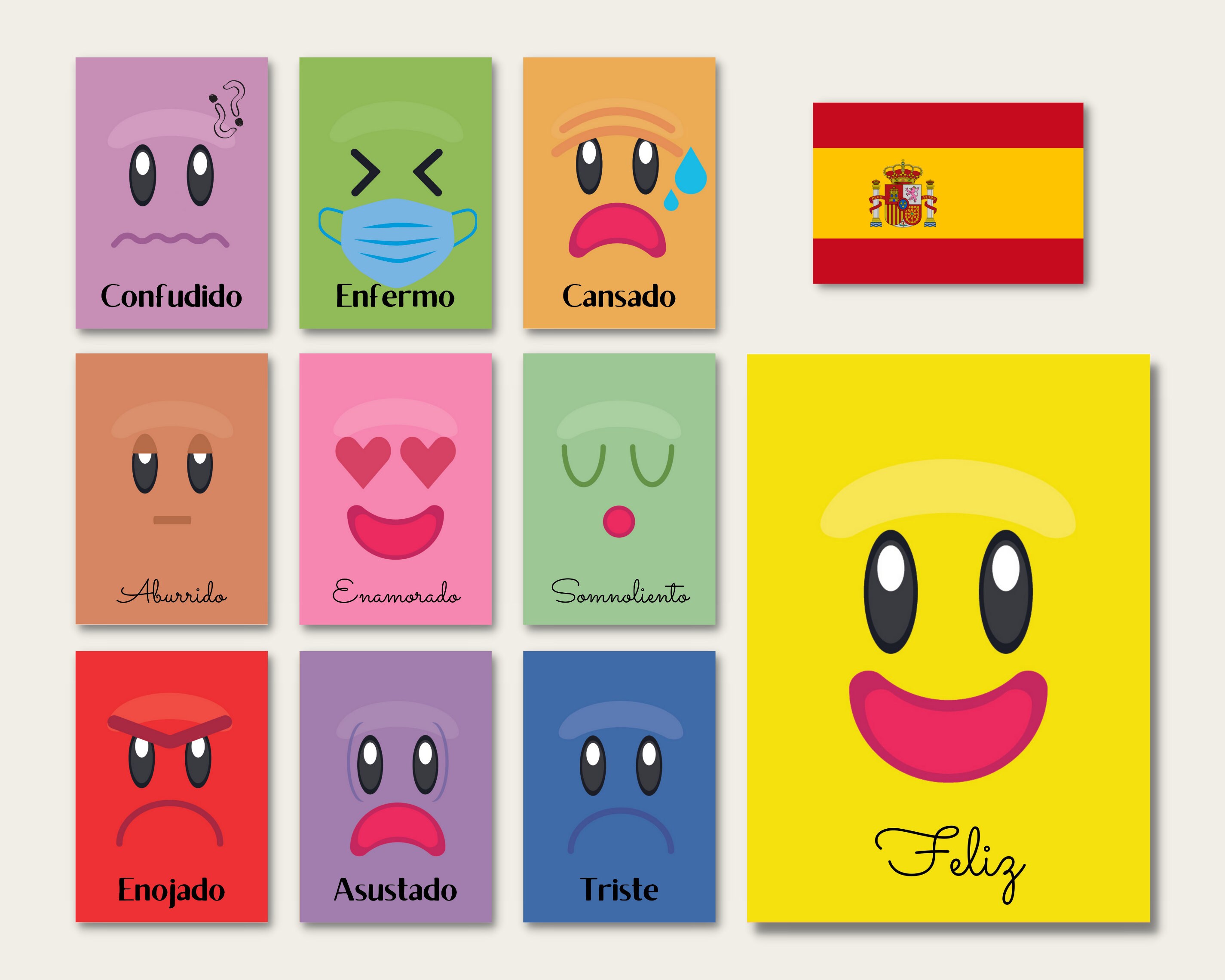 SPANISH Emotions and Feelings Flashcards Montessori - Etsy UK