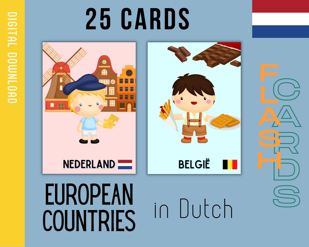 DUTCH Printable Montessori Flashcards EUROPEAN Countries - Etsy