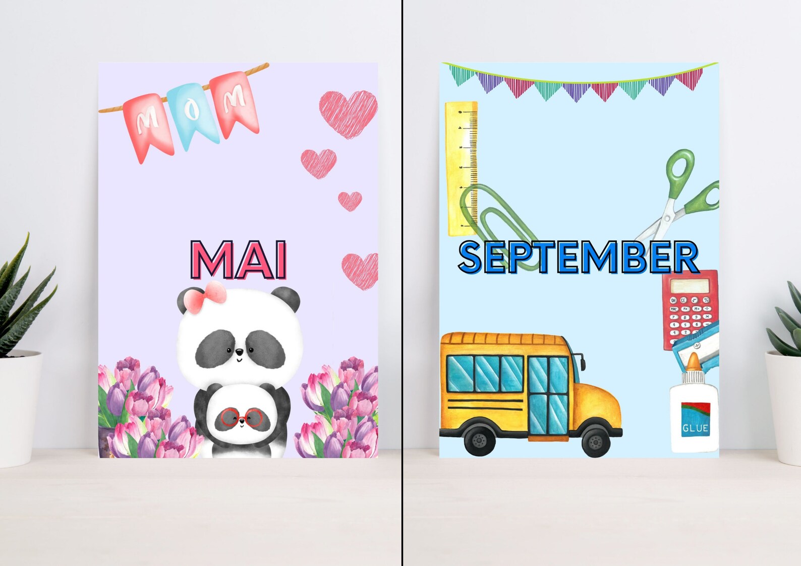 GERMAN Montessori Flashcards Months of the Year Educational Cards and ...