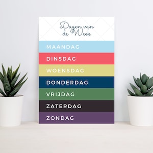 DUTCH Days of the Week Vocabulary Poster Language Learning Home ...
