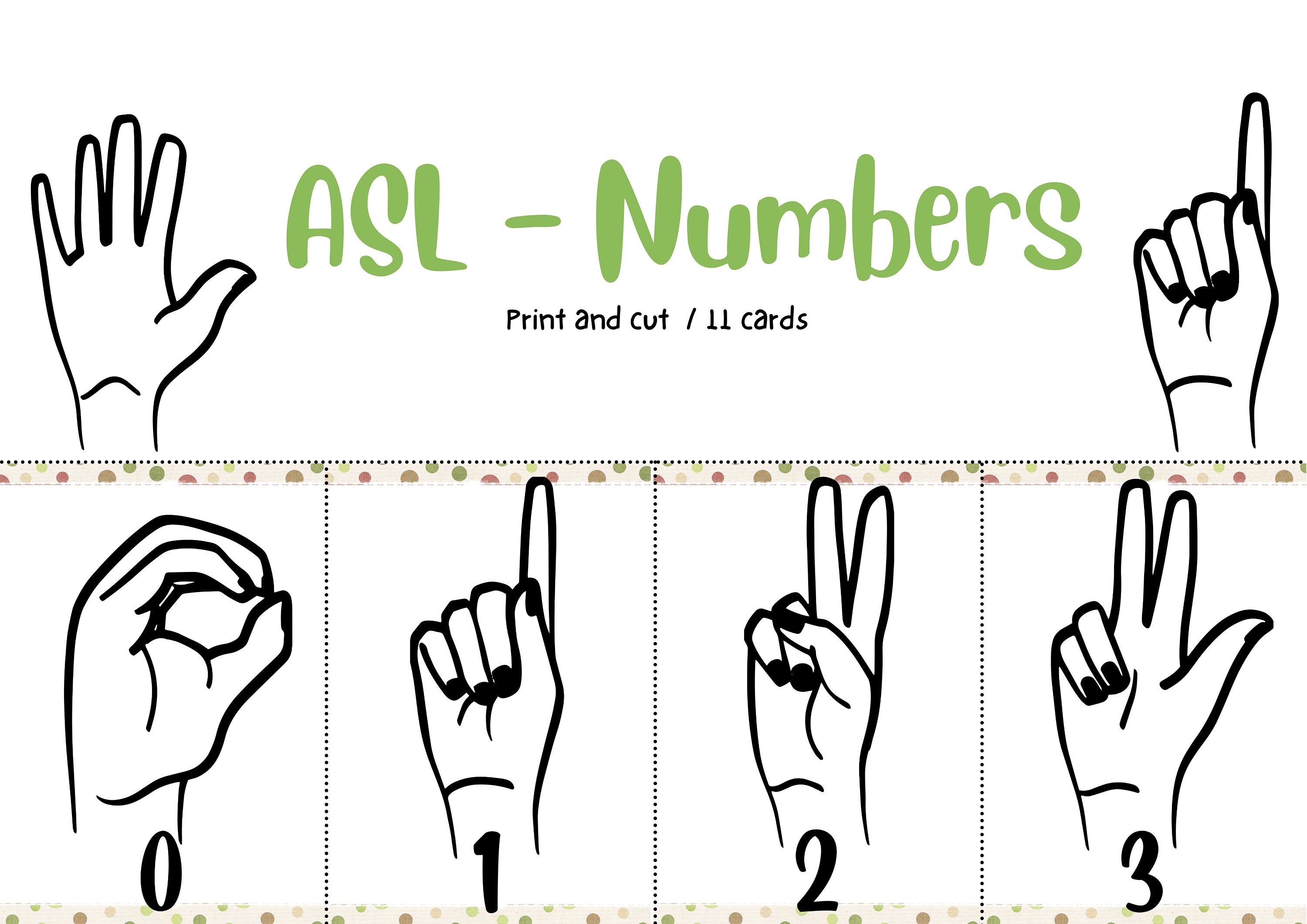 AMERICAN SIGN LANGUAGE Numbers Flash Cards Educational Language ...