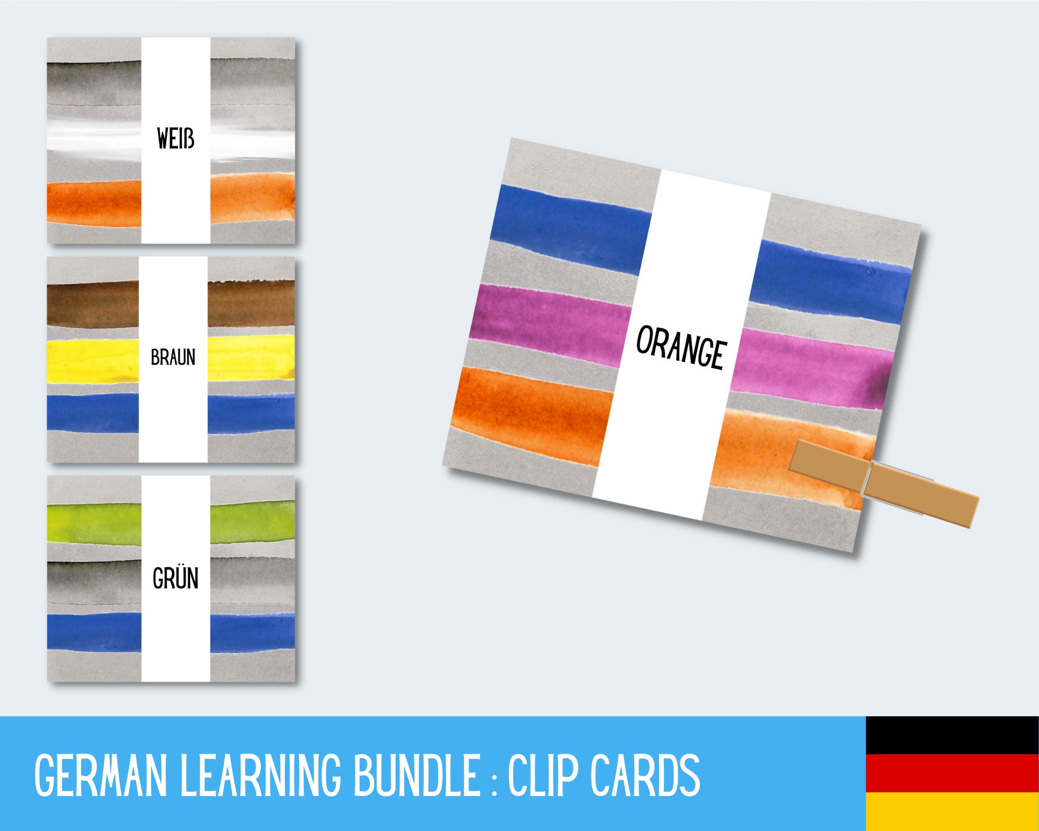 GERMAN Colors Learning Bundle Including Printable Montessori Flashcards ...
