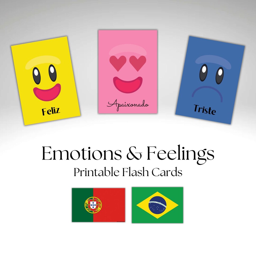 PORTUGUESE | Emotions and Feelings Flashcards | Montessori Language ...