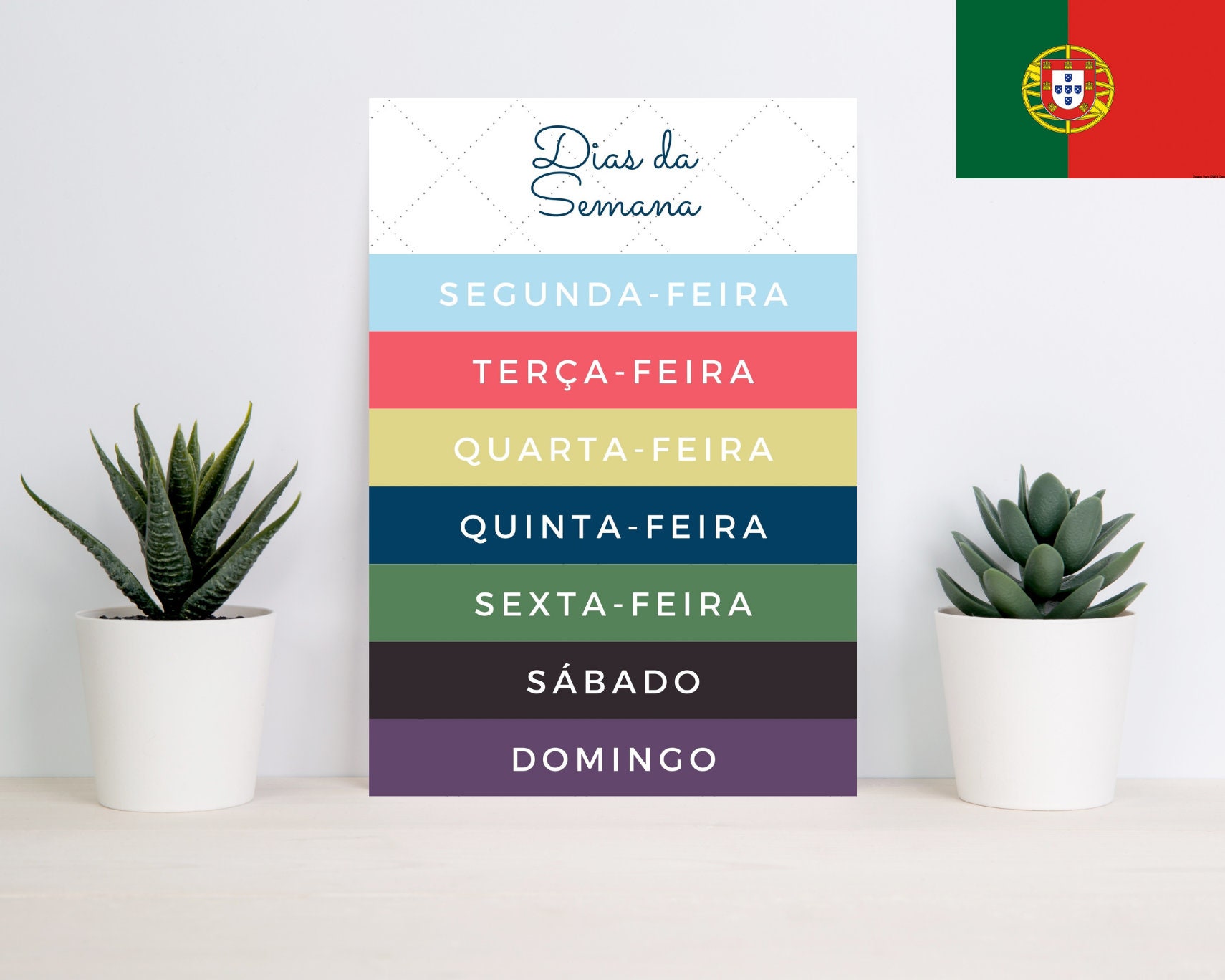 PORTUGUESE | Days of the Week Vocabulary Poster Language Learning Home ...