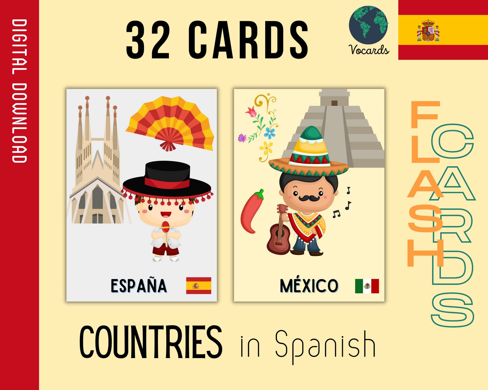 SPANISH Printable Geography Montessori Flashcards for Language Learners ...