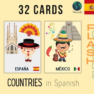 SPANISH Printable Geography Montessori Flashcards for Language Learners ...
