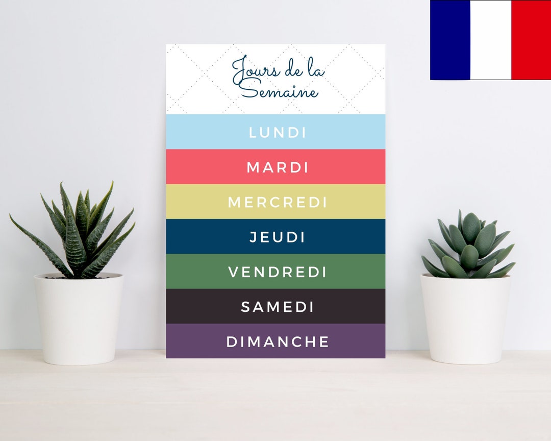 FRENCH Days of the Week Vocabulary Poster Language Learning - Etsy