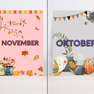 German Months Flashcards | Montessori Educational Prints (PDF) - Etsy