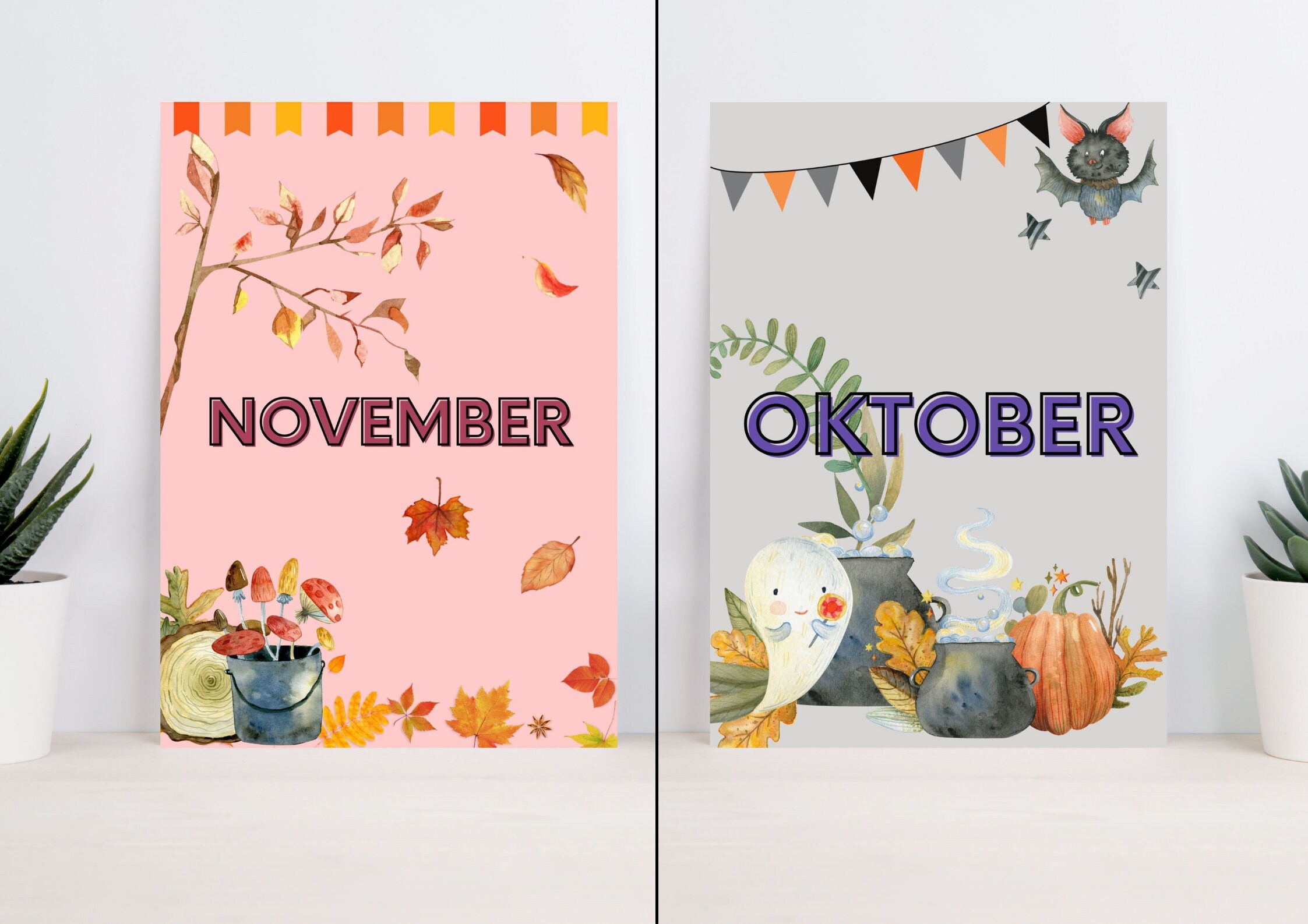 GERMAN Montessori Flashcards Months of the Year Educational Cards and ...