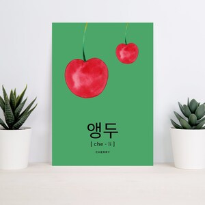 KOREAN Fruits Flashcards Montessori Printable Educational | Etsy