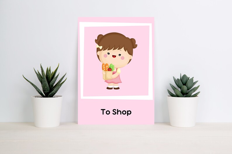 English Language Flashcards Montessori for Verbs and Everyday - Etsy