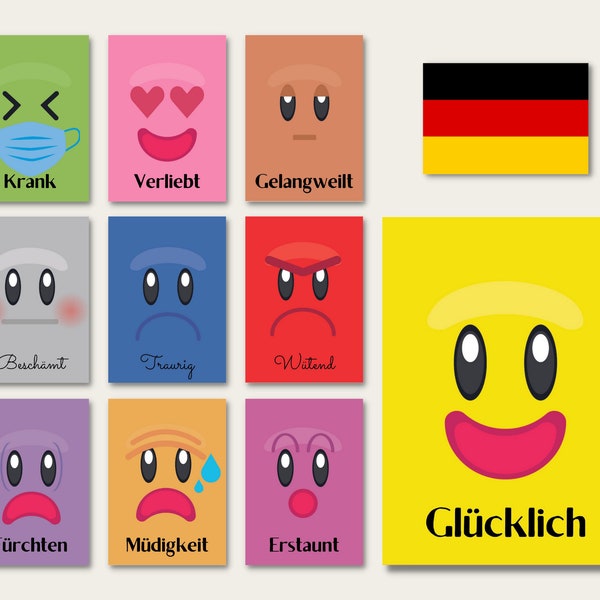 German Flash Cards Print - Etsy