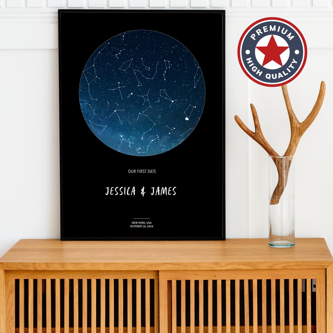 Custom Night Sky Map, Star Map Poster, Wedding Gift, Custom Stars Print ...